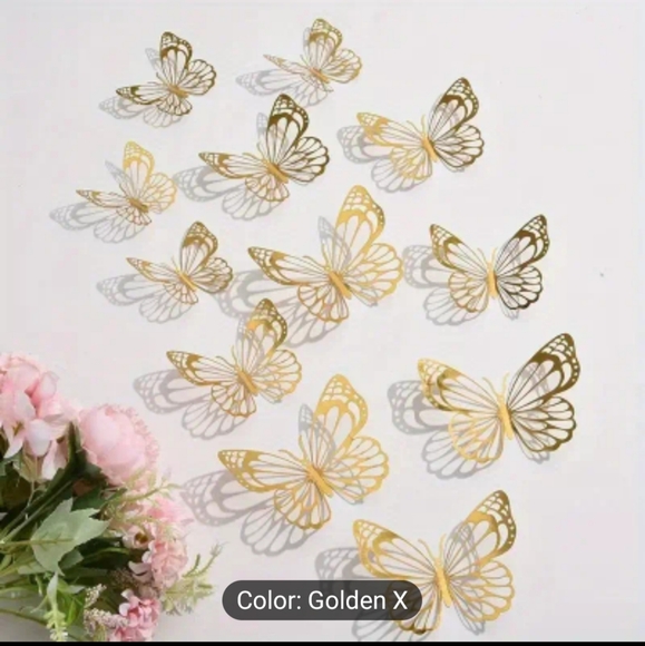 Wall Decor | 3d Butterfly Wall Stickers Gold | Poshmark